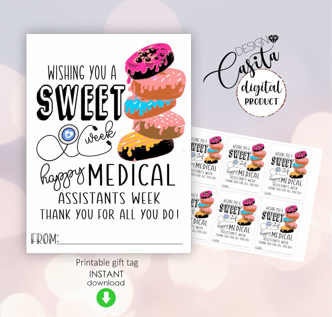 Medical Assistants Week Donuts Printable Favor Gift Tag,wishing Sweet ...