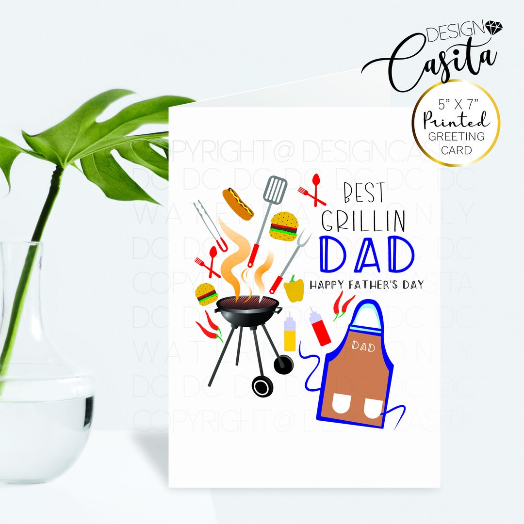 Best Grillin Dad Happy Father's Day Printed Physical 5x7 Folded ...