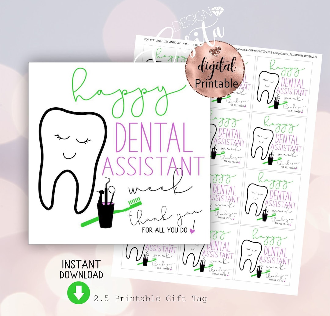 Happy Dental Assistant Week Printable Gift Tag,dentist Staff ...