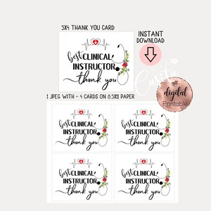 Clinical Instructor Thank You Card Nurse weekPrintable | Etsy