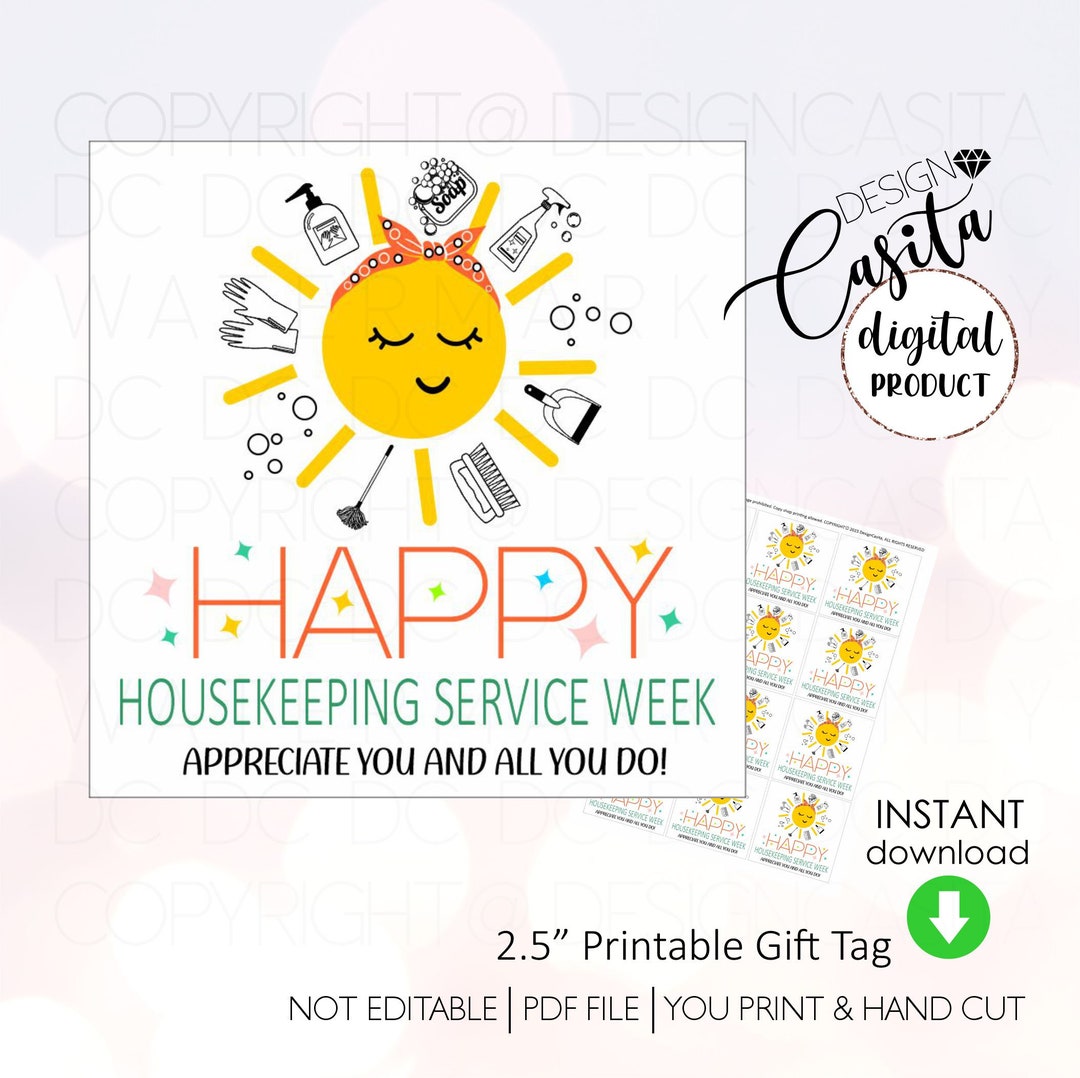Housekeeping Service Week Printable Favor Gift Tag,maid Appreciation ...