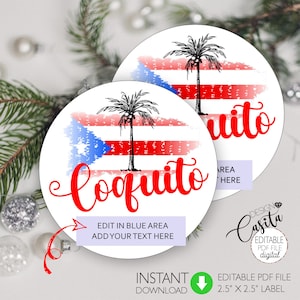 Coquito Editable Round Printable Gift Tags,homemade Coquito Christmas ...