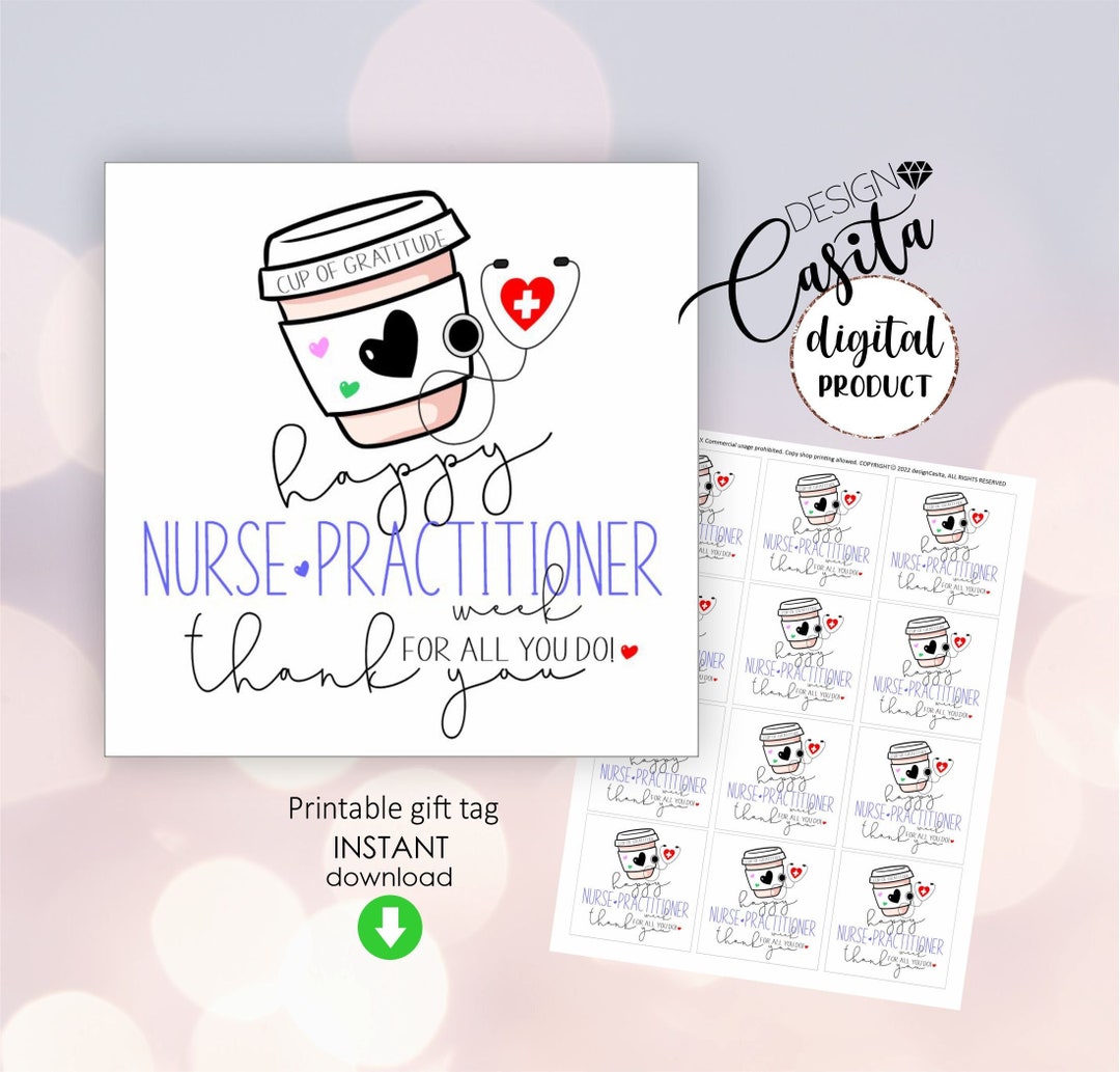 Nurse Practitioner Week Coffee Printable Favor Gift Tag,np Thank You ...