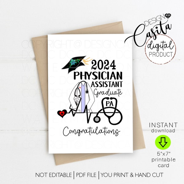 Physician Assistant Grad Card - Etsy