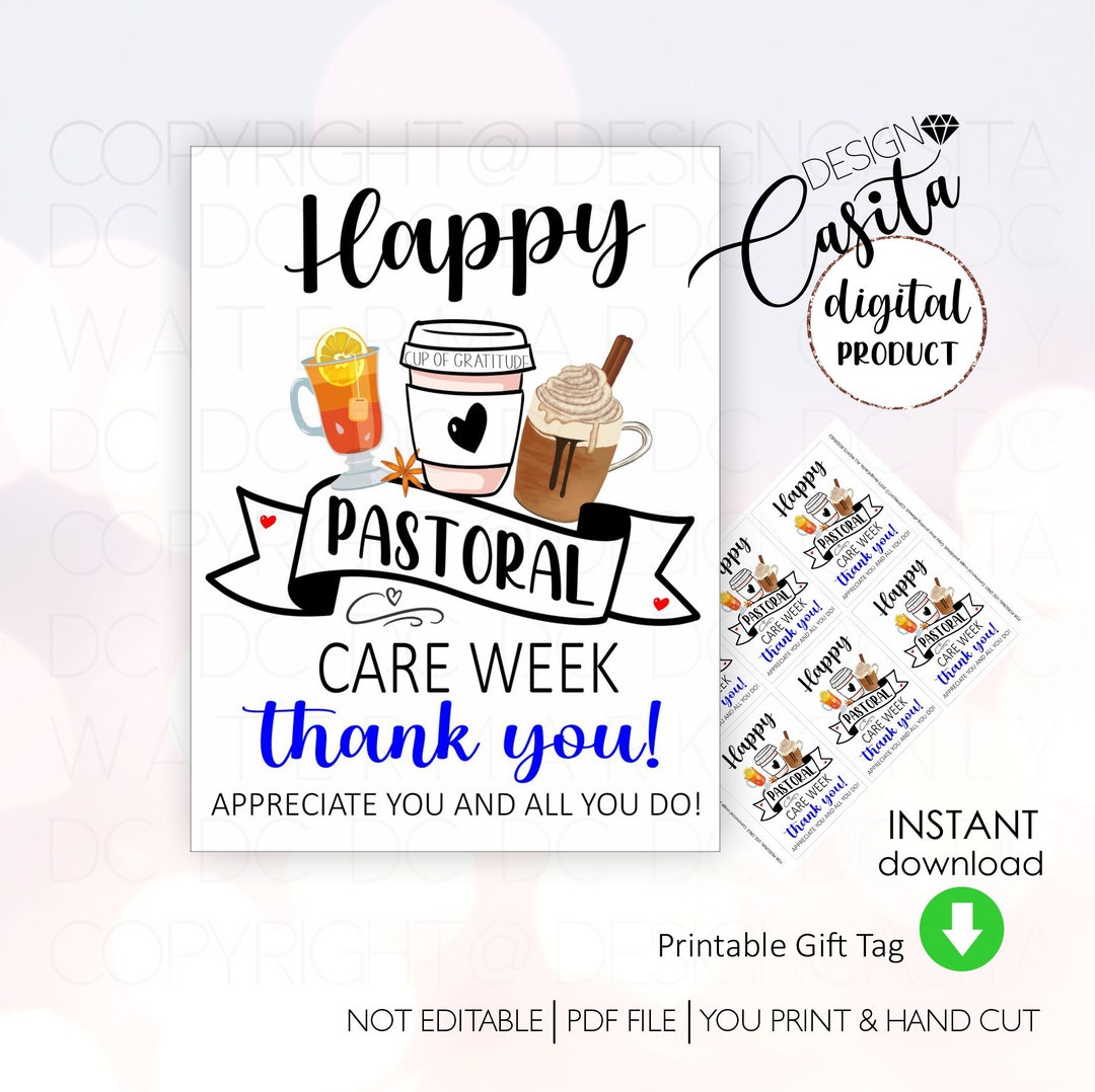 Pastoral Care Week Printable Favor Gift Tagcoffee Latte Tea - Etsy