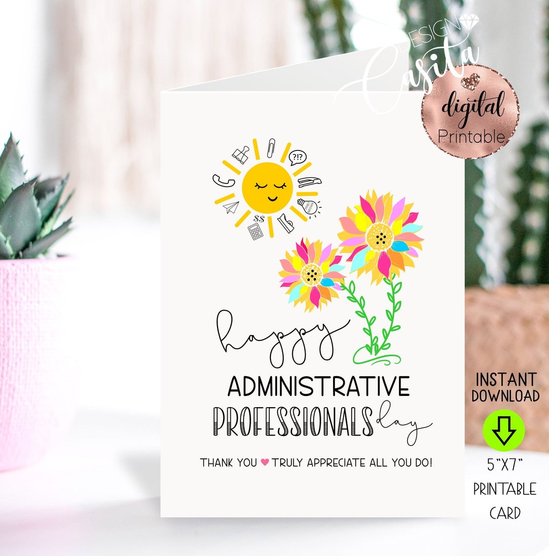 Administrative Professionals Day Printable 5x7 Folded Greeting Card ...