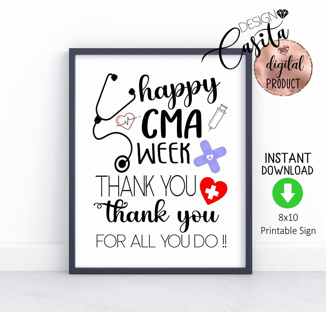 CMA Medical Assistants Week Printable 8x10 Party Sign,ma Week ...