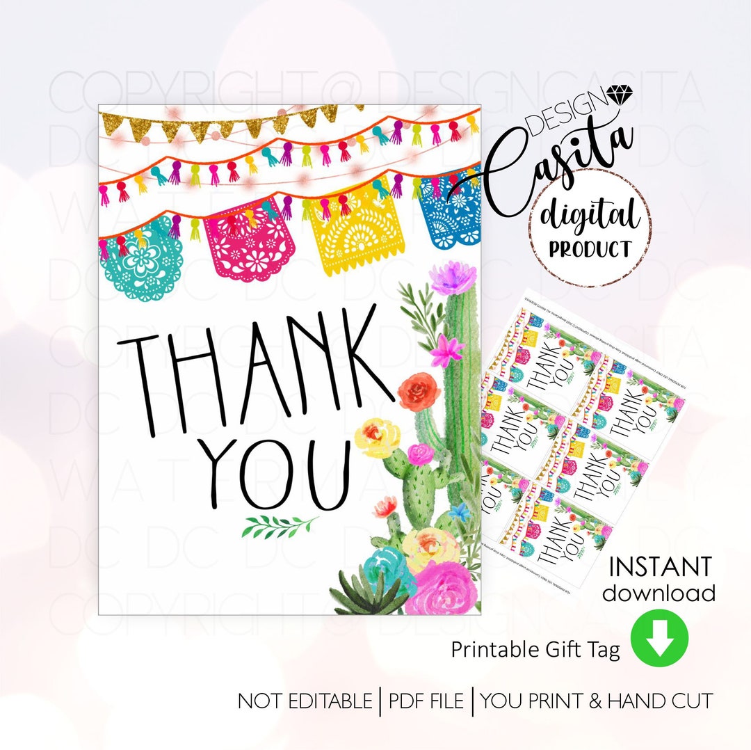 Thank You Fiesta Printable Gift Tag,administrative Professionals Day ...