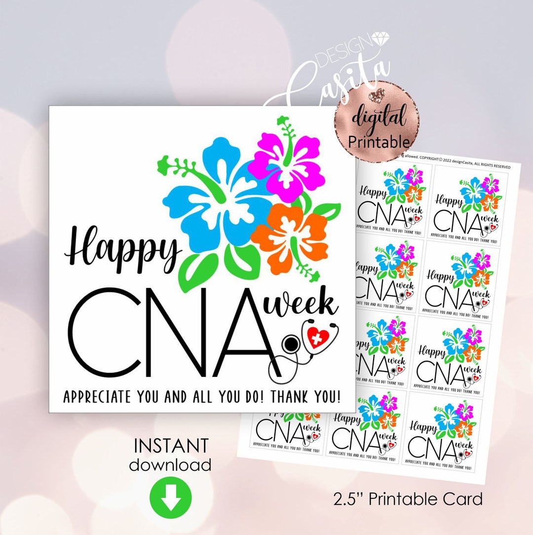 Happy CNA Week Thank You Printable Square Favor Gift Tag,hawaiian ...