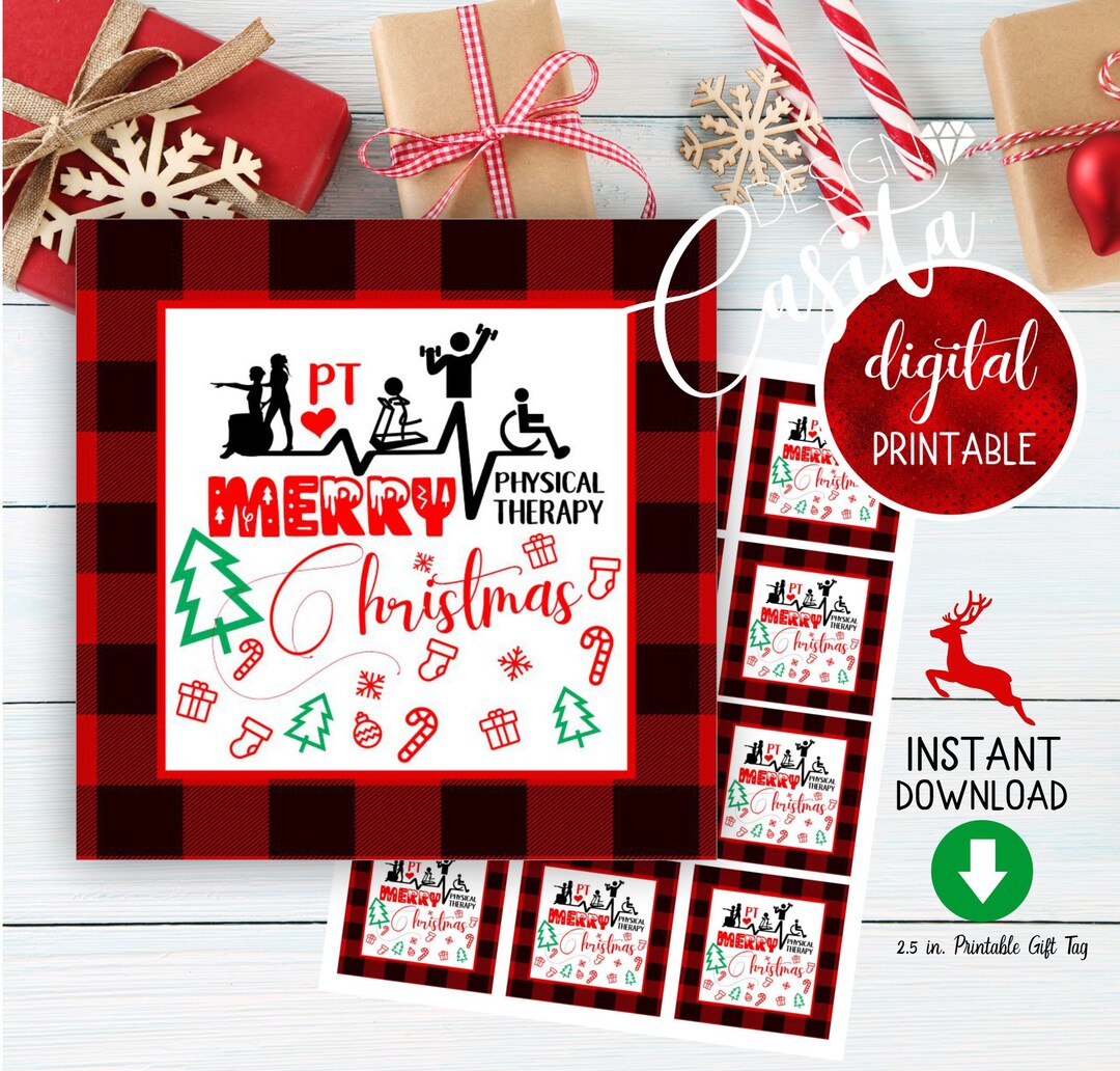 Physical Therapy Merry Christmas Printable Favor Gift Tagpt - Etsy