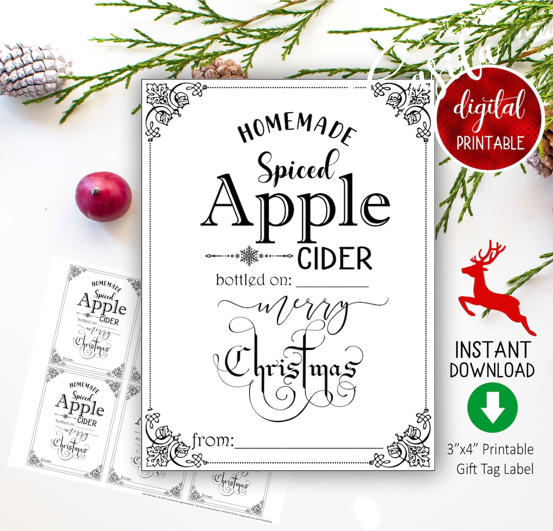 Spiced Apple Cider Printable Square Gift Tag Label,merry Christmas ...