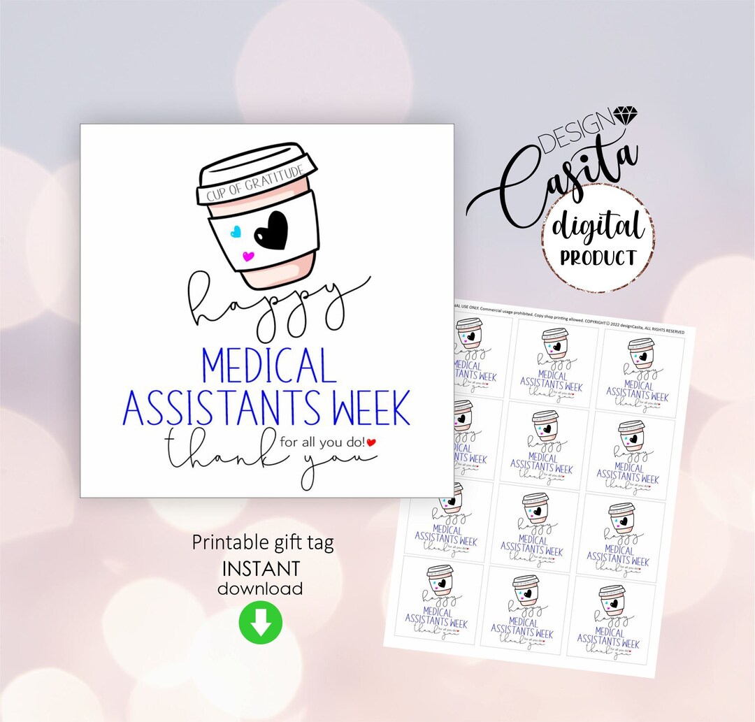 Medical Assistants Week Printable Favor Gift Tag,coffee Cup of ...