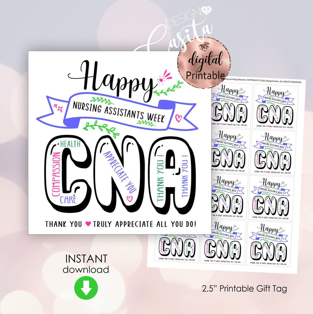 Happy CNA Week Thank You Printable Square Favor Gift Tag,we Appreciate ...