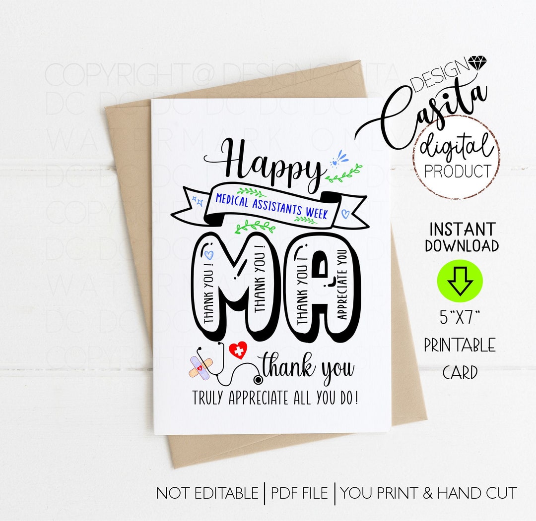 Medical Assistant Week Printable 5x7 Folded Greeting Card,cma ...