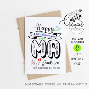 Medical Assistant Week Printable 5x7 Folded Greeting Card,cma ...