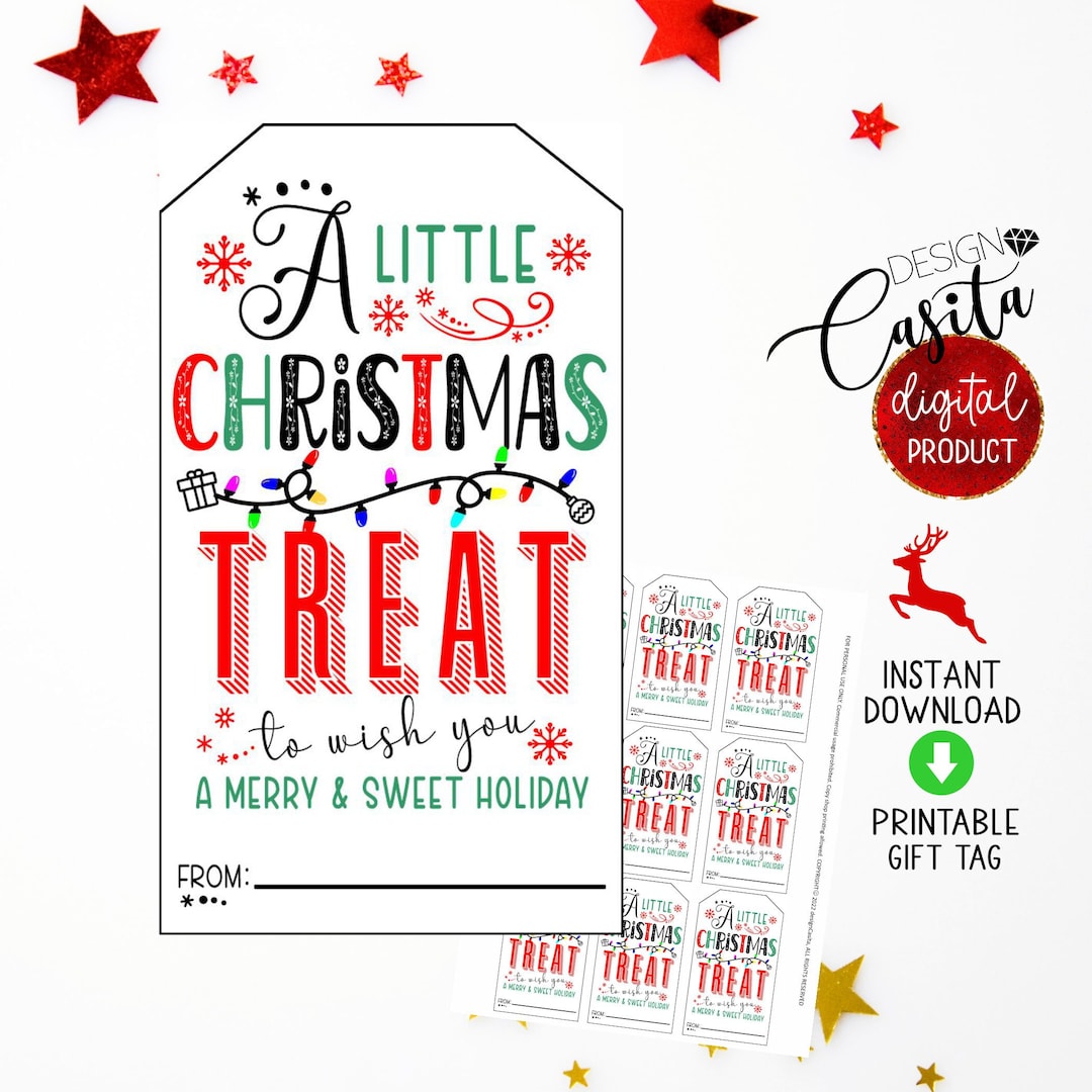 Christmas Treat Printable Gift Tag,sweet Holiday Wishes,staff ...