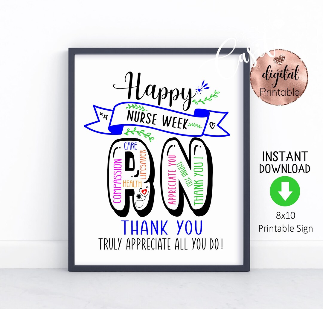 Nurse Week Floral Printable 8x10 Party Sign,pediatric Nurse ...