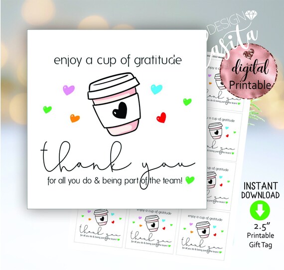 Staff Appreciation Coffee Printable Favor Gift Tagcup of - Etsy