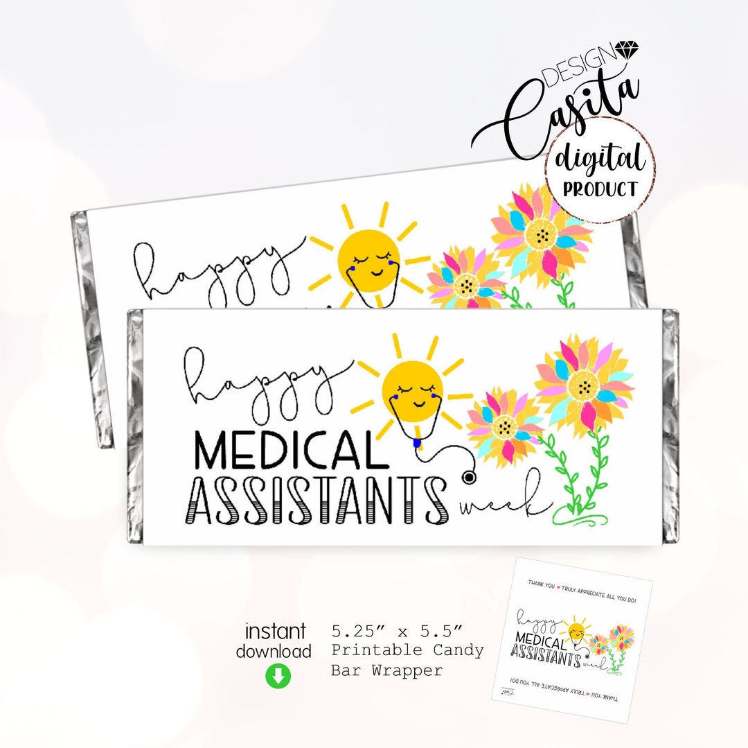 Medical Assistant Week Printable Candy Bar Wrapper Sunflower Design,cma ...