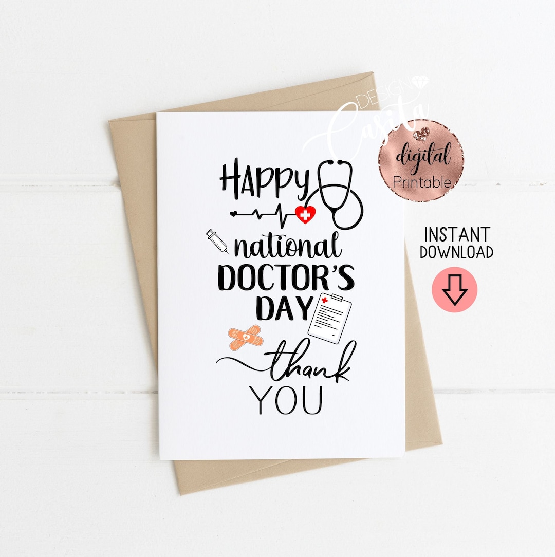 National Doctor's Day and Medical Thank You Printable 5x7 Folded ...
