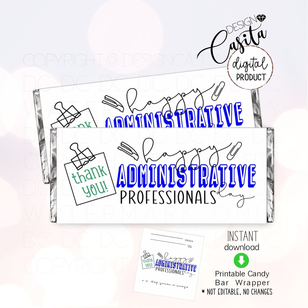 Administrative Professionals Day Printable Candy Bar Wrapper,thank You ...