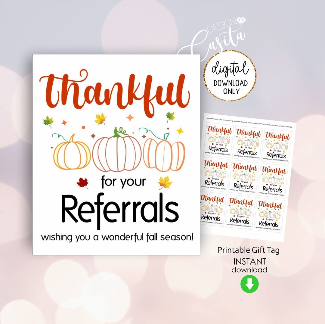 Thankful Fall Real Estate Printable Gift Tag,for Your Referrals ...