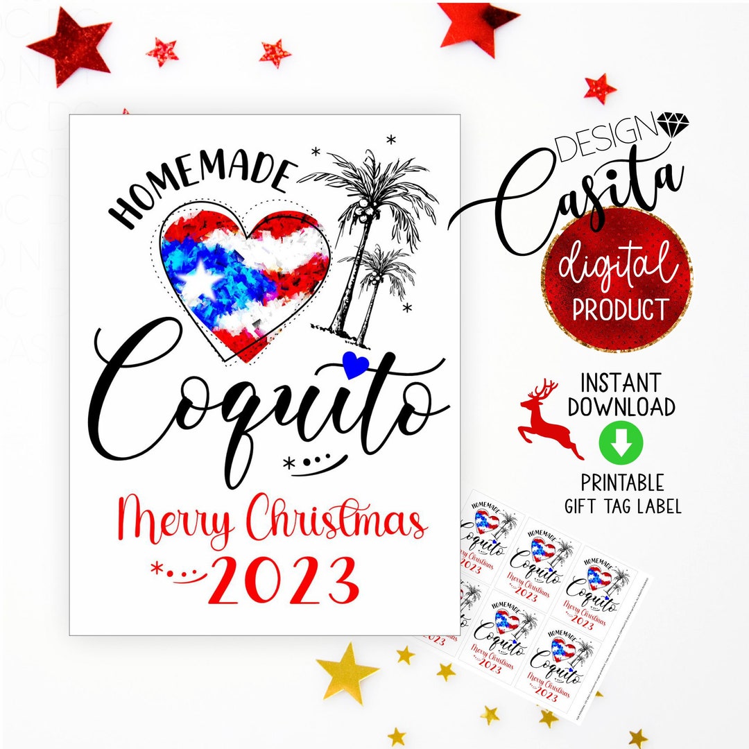Coquito Homemade Bottle Label 2023,merry Christmas Printable Gift Tag ...