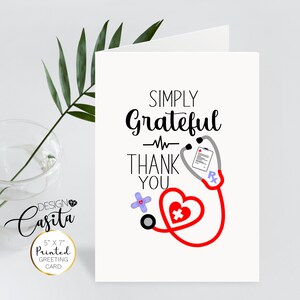 Thank You Medical Stethoscope Printed Physical 5x7 Folded Greeting Card ...
