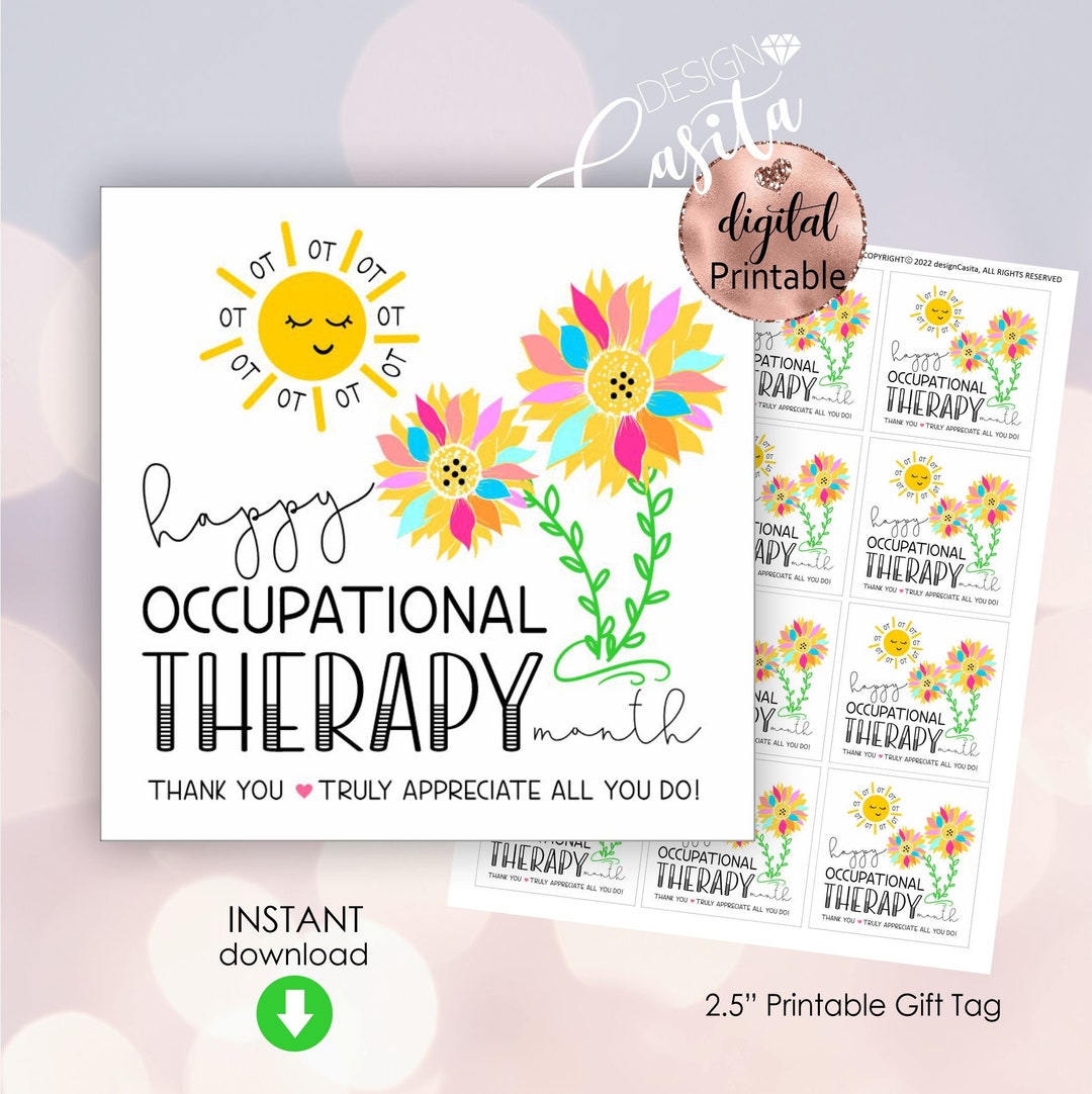 Occupational Therapy Month Printable Favor Gift Tag,ot Sunflower, Ot ...