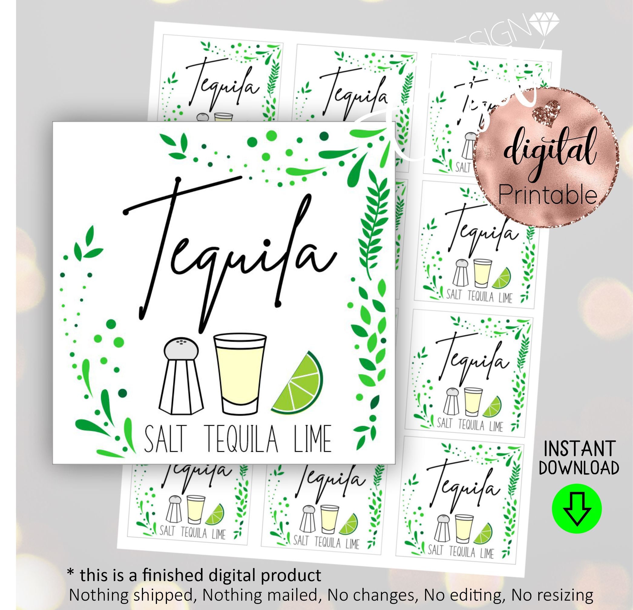 Tequila Party Printable Favor Gift Tagtequila Shots Label - Etsy