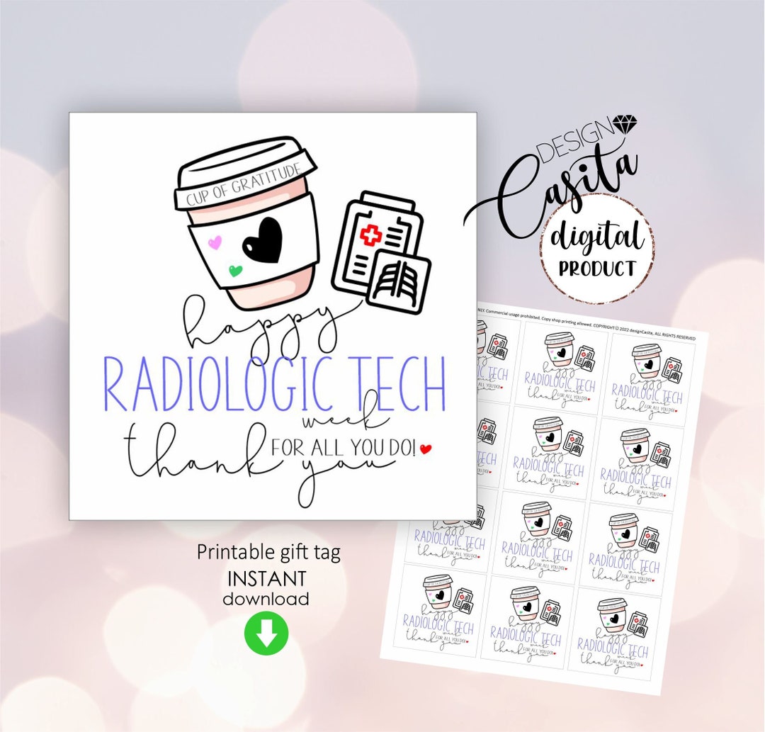 Radiologic Tech Week Coffee Printable Favor Gift Tag,x-ray Tech Thank ...
