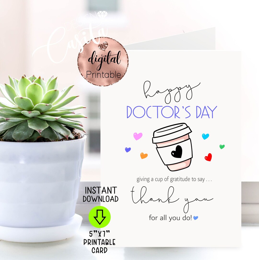 National Doctor's Day and Medical Thank You Printable 5x7 Folded ...
