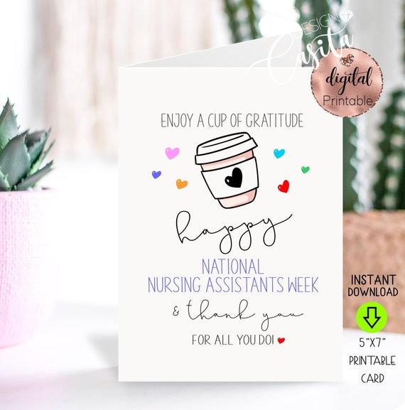Happy CNA Week Printable 5x7 Folded Greeting Cardcoffee | Etsy