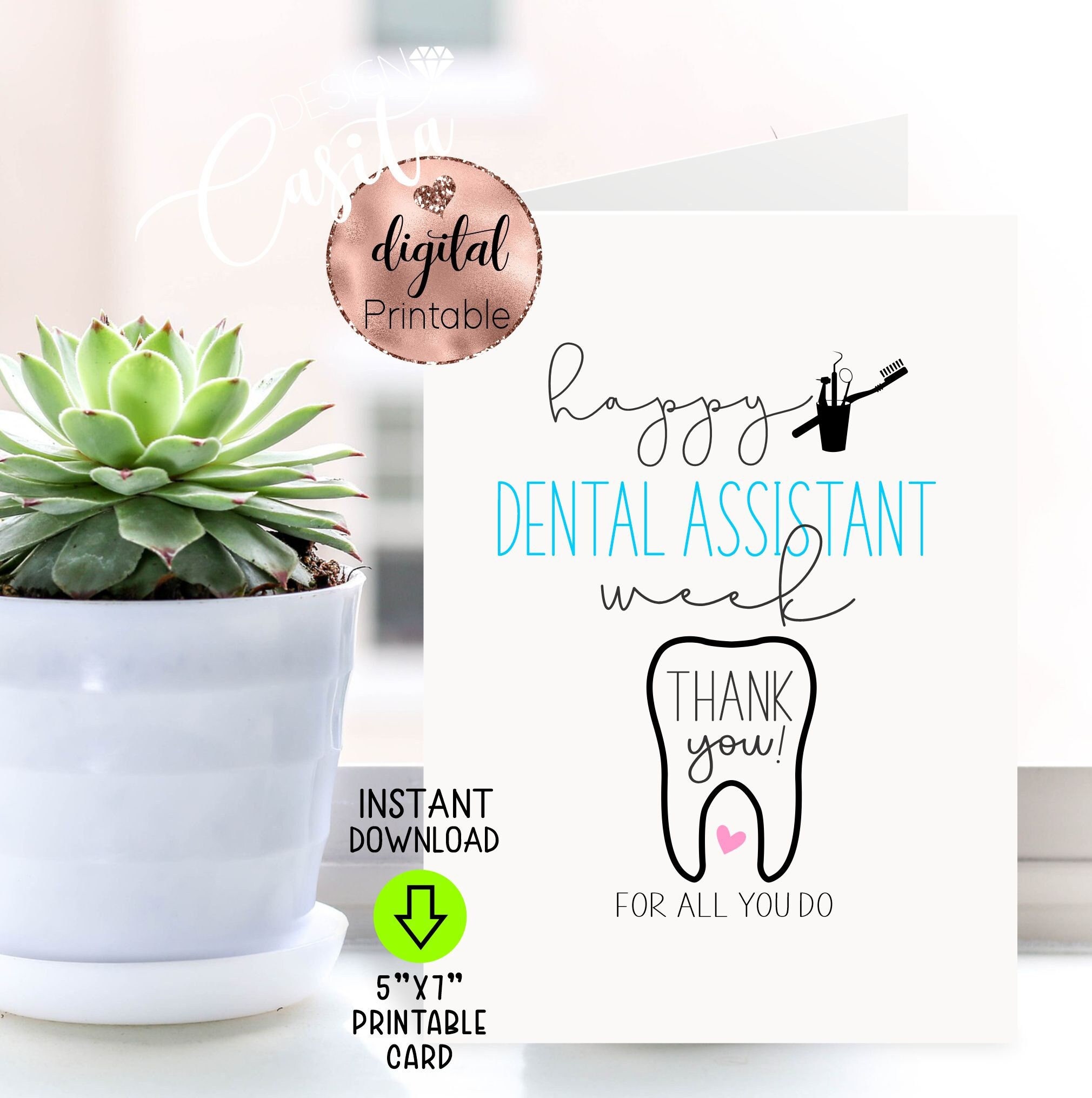 Happy Dental Assistant Week Printable 5x7 Folded Greeting Card,cda ...