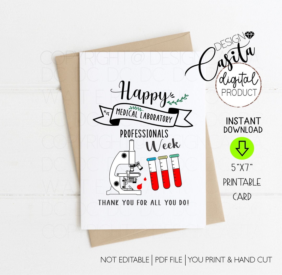 Happy Medical Laboratory Professionals Week Printable 5x7 Folded ...