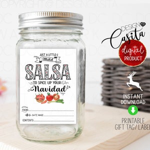 Salsa Mild Printable Gift Tag Label 3x4 for Mason Jar Canning,feliz ...