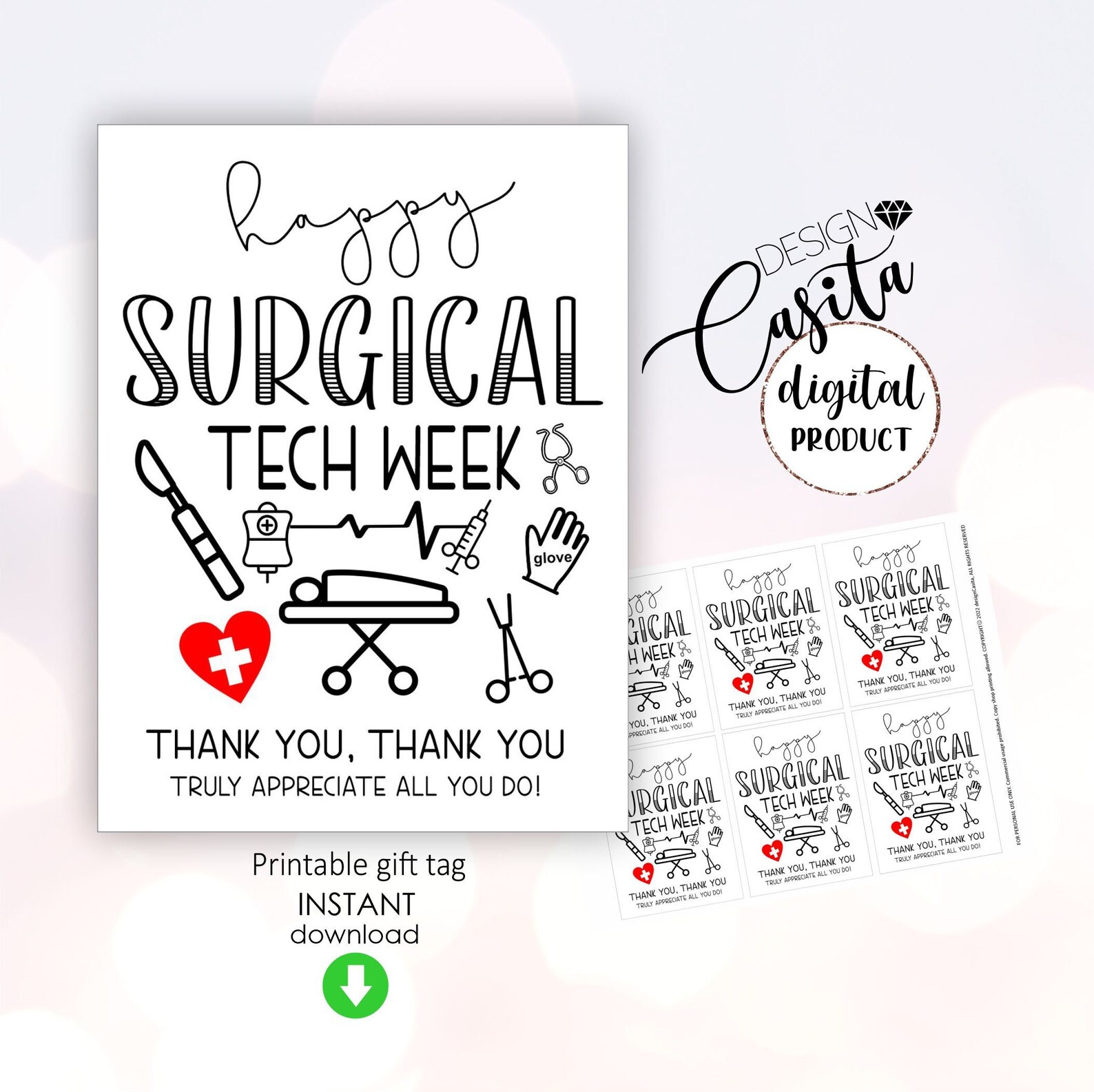 Happy Surgical Tech Week Printable Favor Gift Tagnational - Etsy