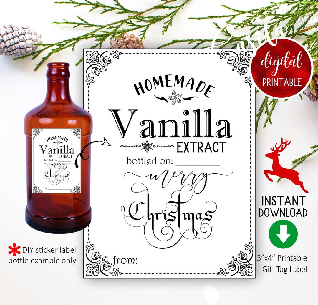 Vanilla Extract Homemadeprintable Gift Tag Label,vintage Homemade Merry ...