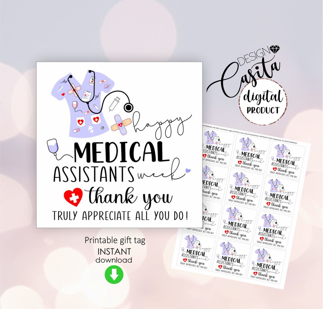 Happy Medical Assistant Week Printable Favor Gift Tag,cma Sunflower ...
