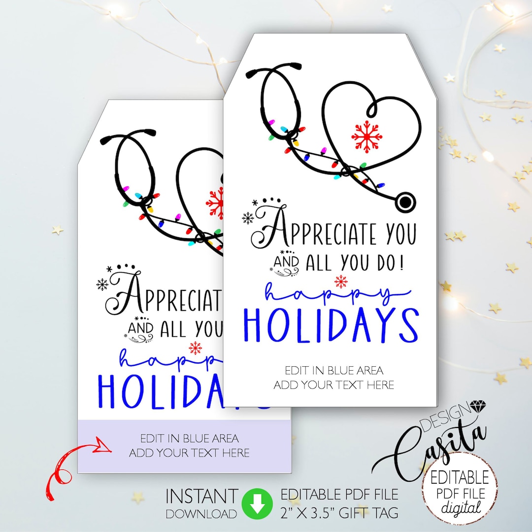Medical Holidays Printable Editable Gift Tag,christmas Treat Tag,add ...