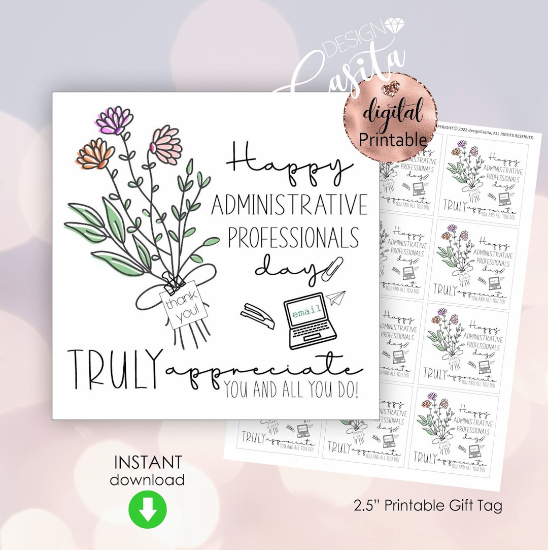 Administrative Professionals Day Printable Favor Gift Tag,office ...