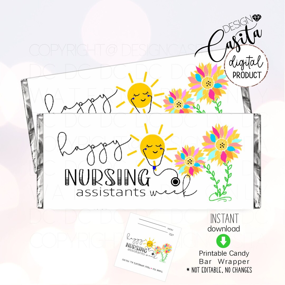 Nursing Assistants Week Printable Candy Bar Wrapper,nurse Assistant ...