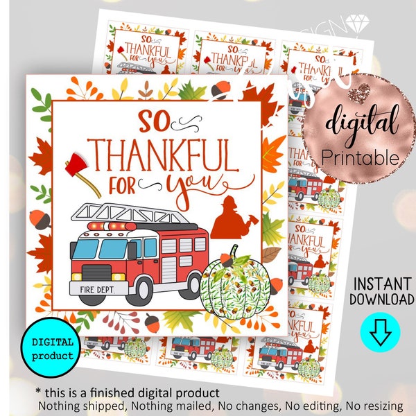 Firefighter Appreciation Card Printable - Etsy