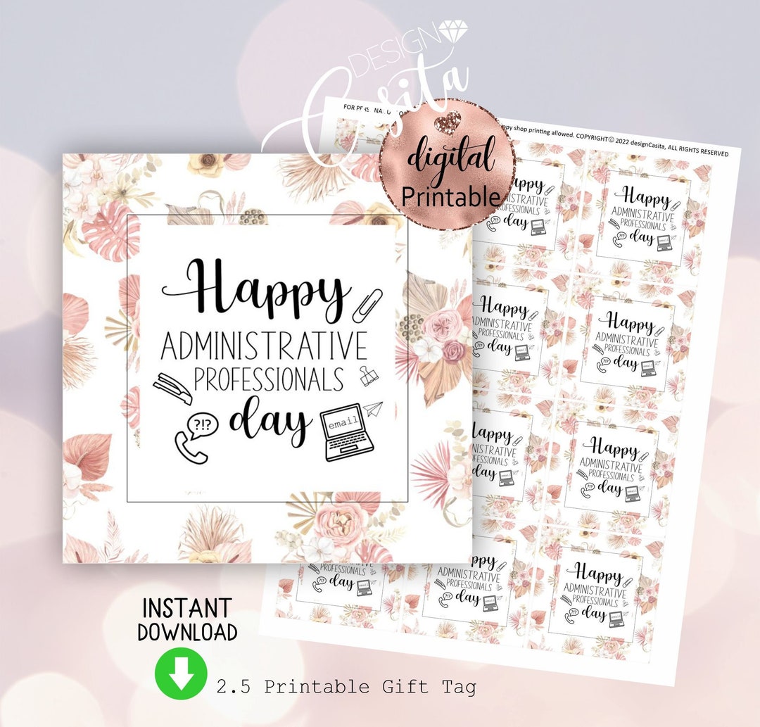 Administrative Professionals Day Rose Pink Printable Favor Gift Tag ...