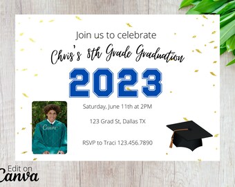 8th Grade Graduation Invitation Middle School Graduation - Etsy