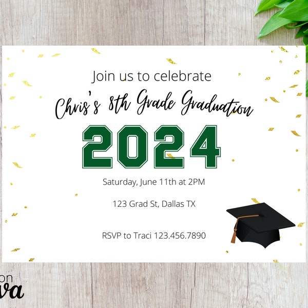 Graduation Template 8th Grade 2024 Invitation - Etsy