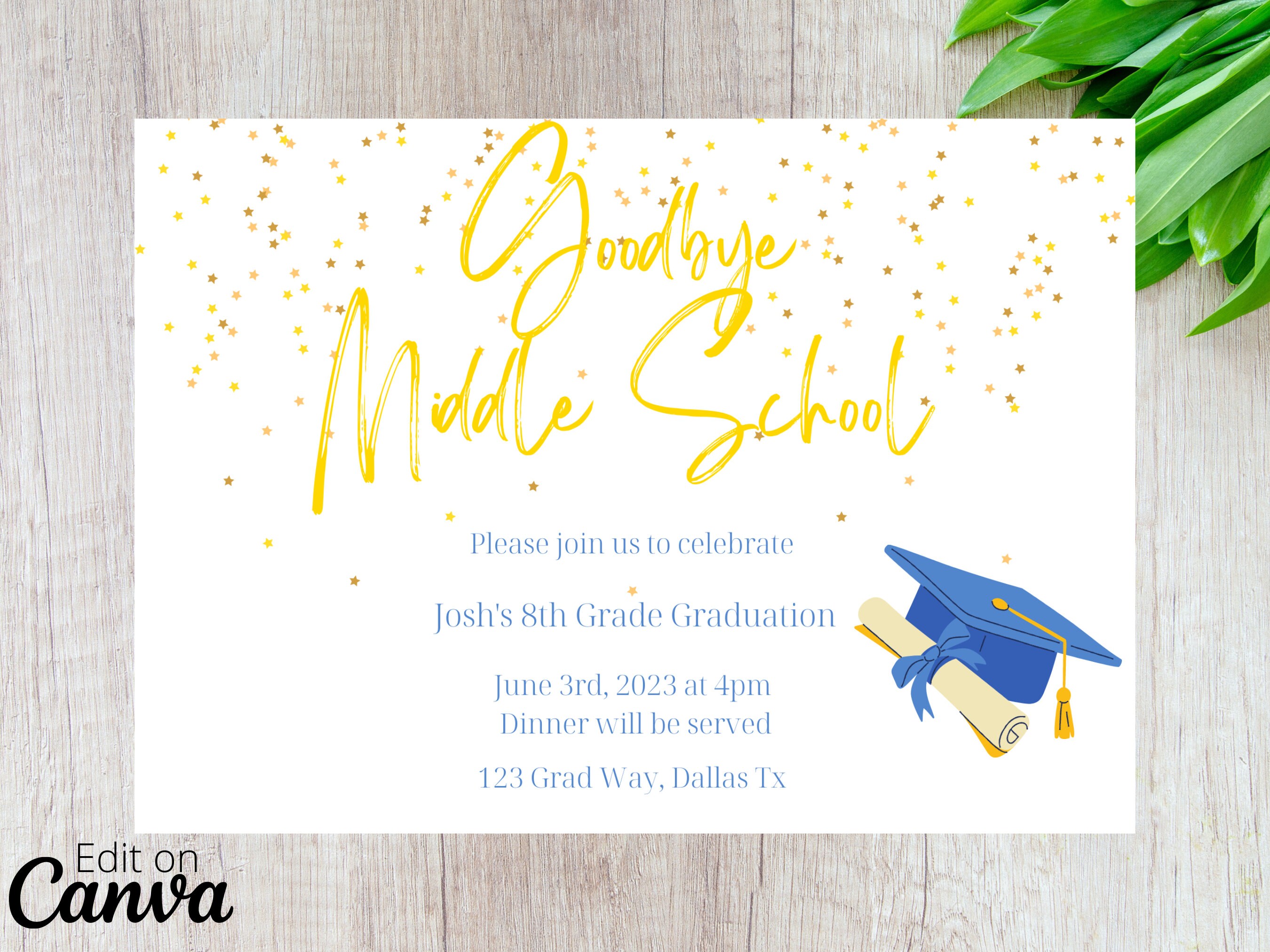 Goodbye Middle School | 8th Grade Graduation Editable Invite - Etsy