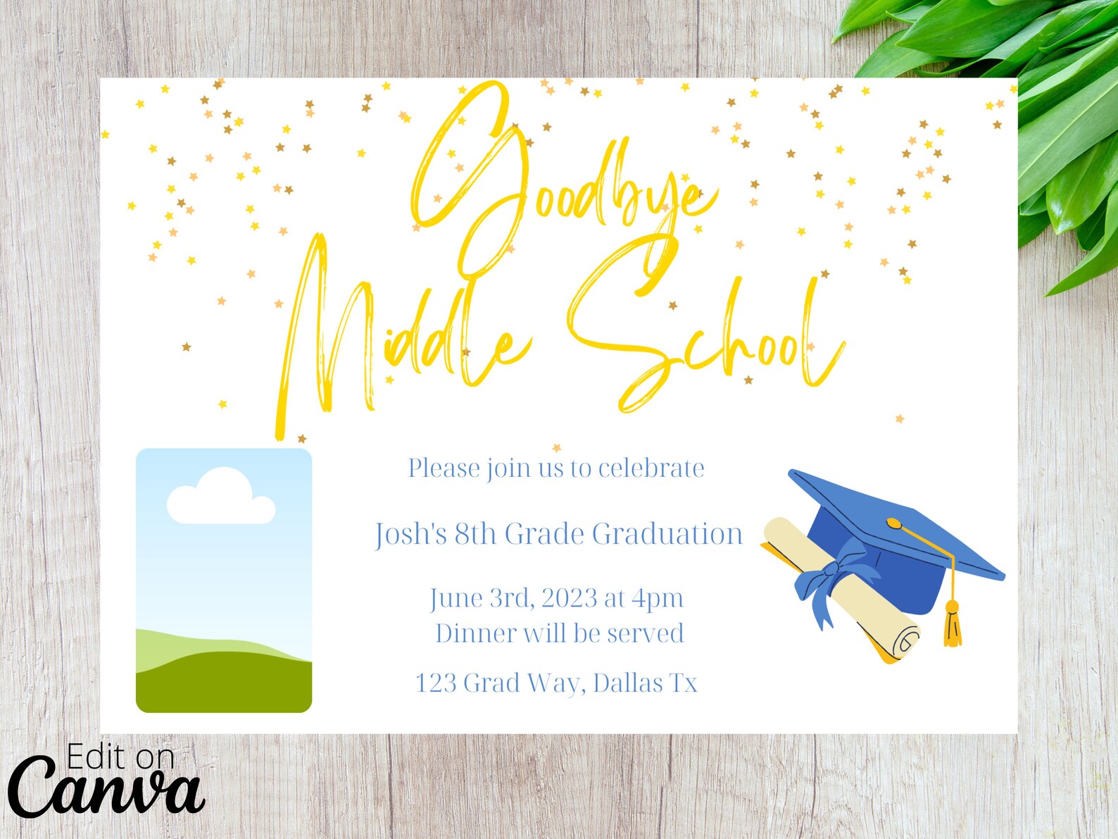Goodbye Middle School | 8th Grade Graduation Editable Invite - Etsy