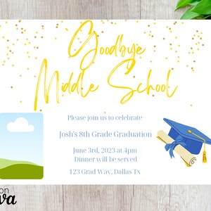 Goodbye Middle School | 8th Grade Graduation Editable Invite - Etsy