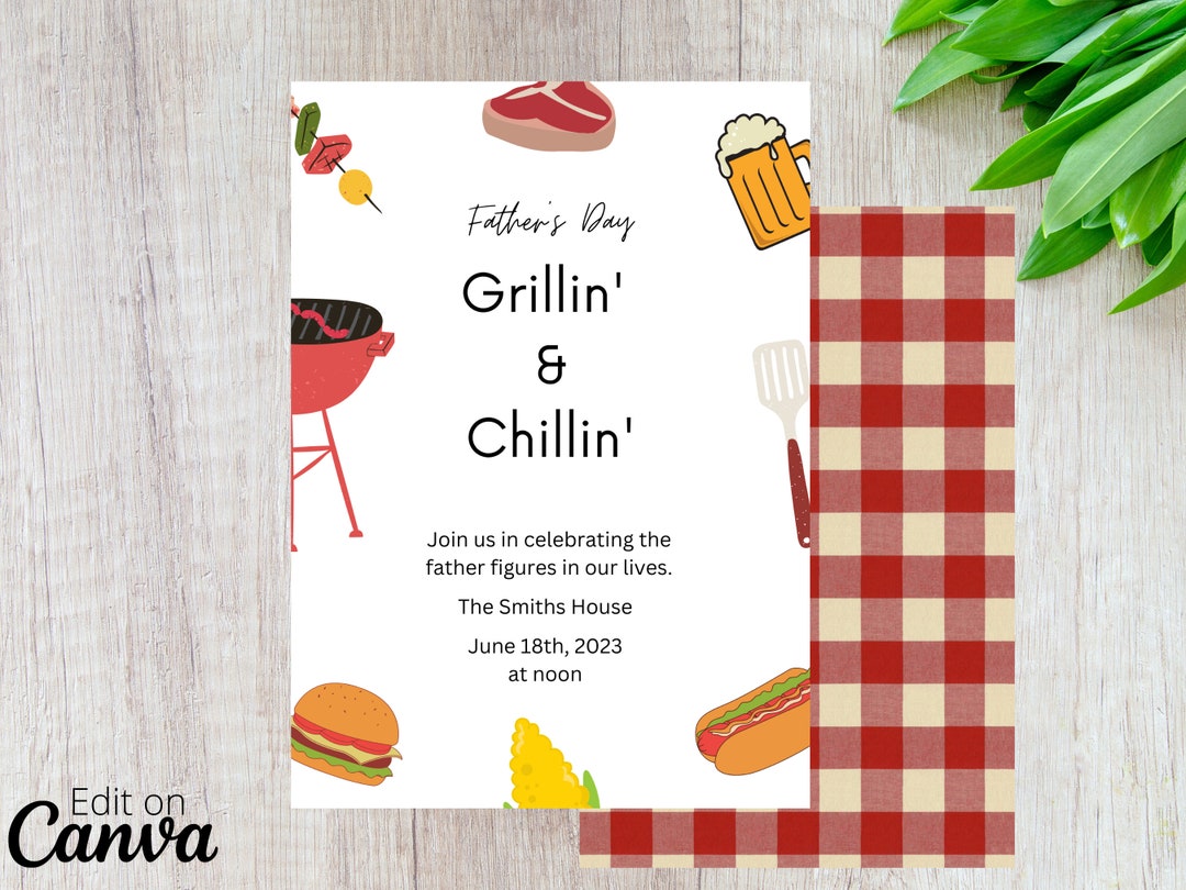 Father's Day BBQ Invitation Template - Etsy